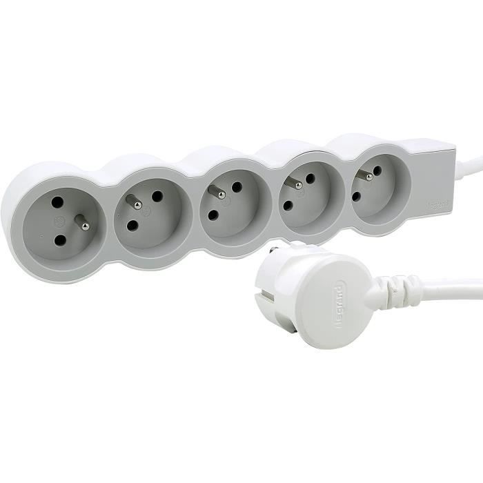 Rallonge multiprise extra-plate avec 5 prises de courant avec terre ...