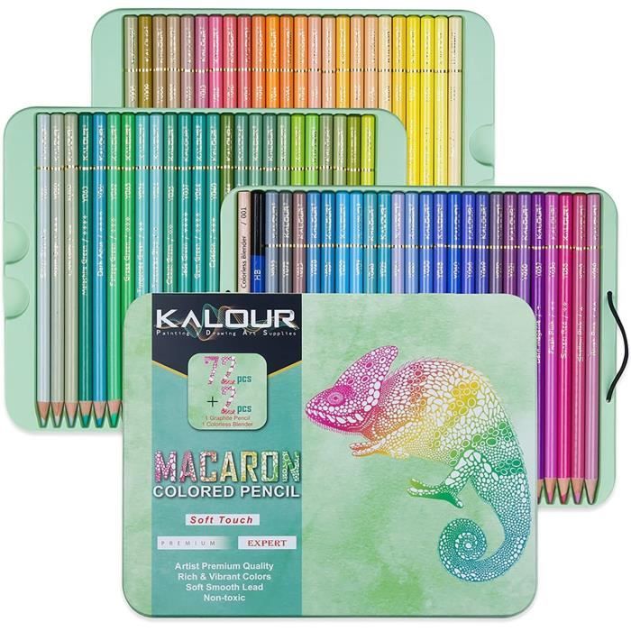 Crayons De Couleur Macaron,74 Pièces Crayons De Couleur D'Artiste ...