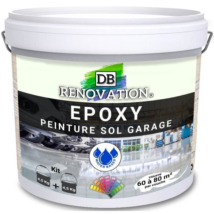 9 kg Blanc - RESINE EPOXY Peinture sol Garage béton - PRET A L'EMPLOI ...