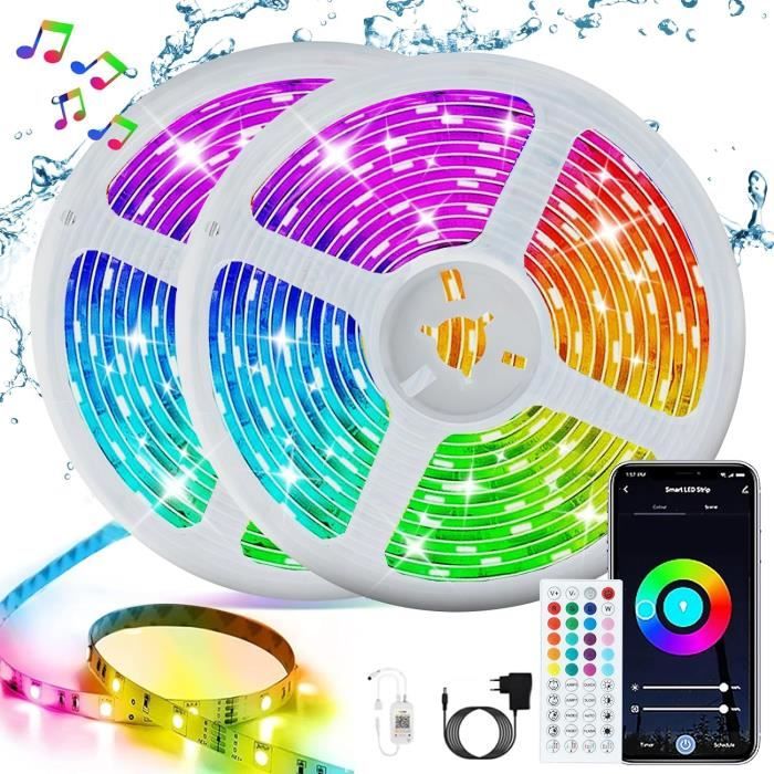 Ruban Led 20 Mètres, Ip65 Étanche Rgb Bande Lumineuse À Led Pour Tv, 16 ...