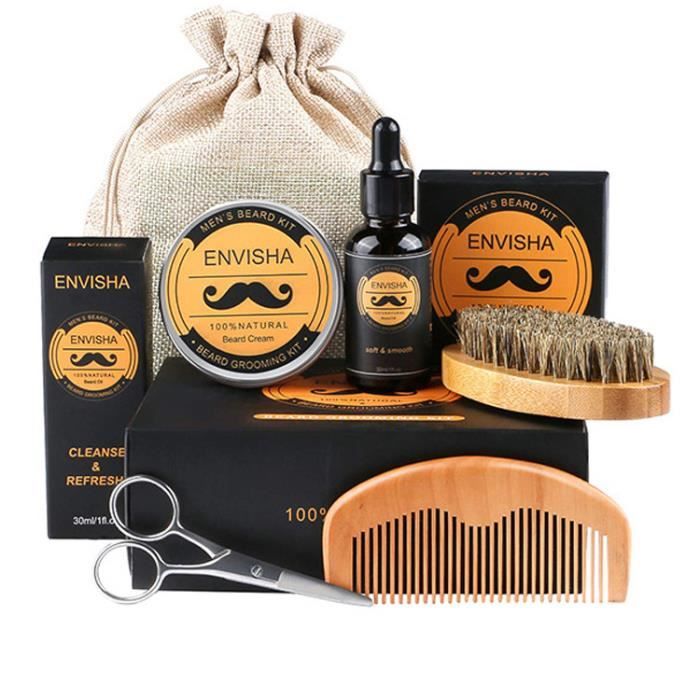 6 Pièces/Set Barbe Kit d'entretien Comprend Barbe Baume Brosse Huile ...