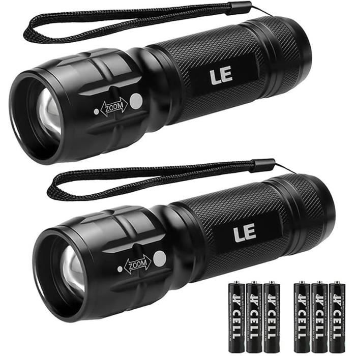 LE Lampe Torche LED L8000 Puissante, Lampe de Poche Zoomable Étanche ...