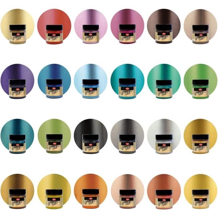 Maya Gold Lot de 24 peintures métallisées All Stars 24 x 45 ml437 - Cdiscount Beaux-Arts et ...
