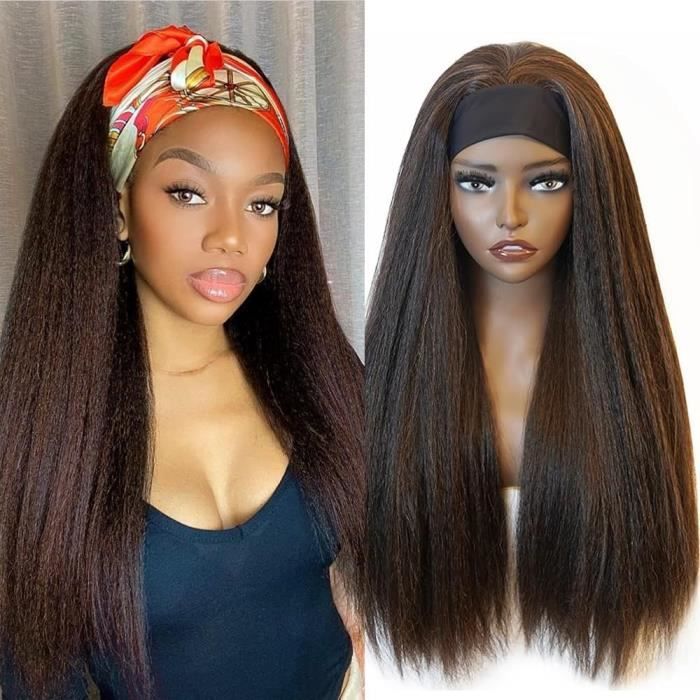 Perruques Bandeau Pour Les Femmes Yaki Long Black Afro Kinky Straight ...