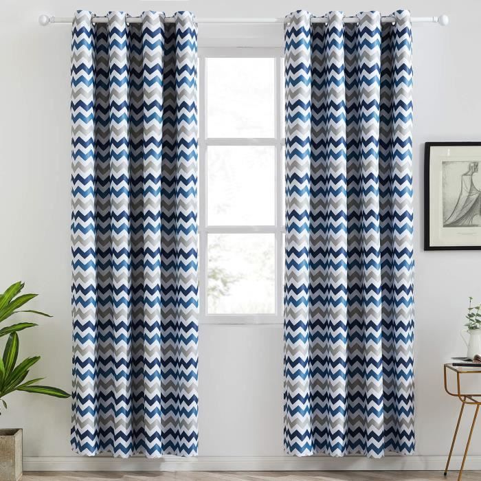 1520 ^Topfinel Lot de 2 Rideaux Occultants Motif Vagues Limpide à ...