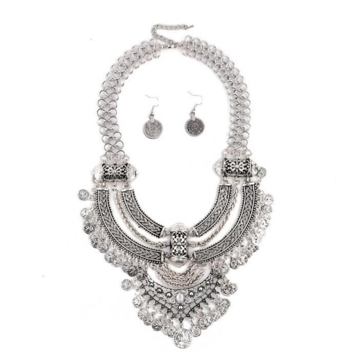 Jolie Collier Boucles d'oreilles Set STYLE ETHNIC TASSEL CHUKY COLKER ...