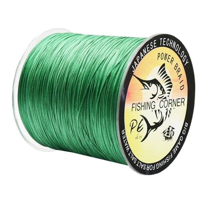 Green-85lb-500m-0.40mm-Grande ligne -Fil de pêche tressé avec 9 brins ...