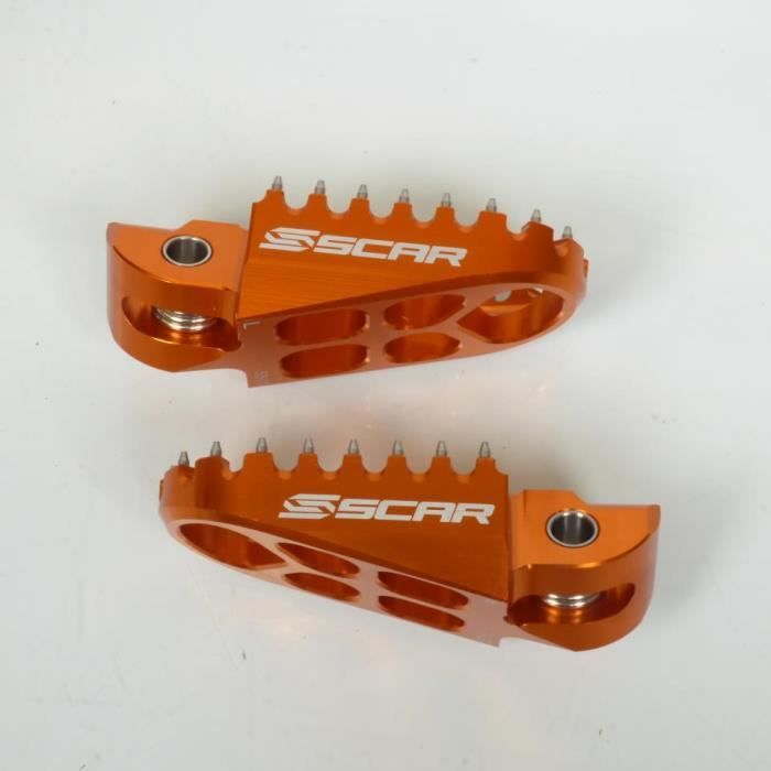 Paire de repose pied cale pied alu cross orange Scar pour moto KTM 125 ...