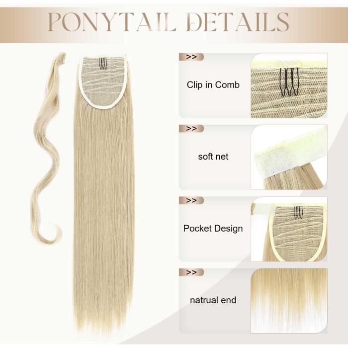 Longue Wrap Around Ponytail Postiche Extension A Clip Cheveux Naturel ...