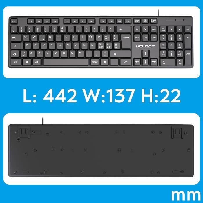 Clavier Tp01 Noir Filaire Usb Keyboard Disposition Italienne Avec Fil ...
