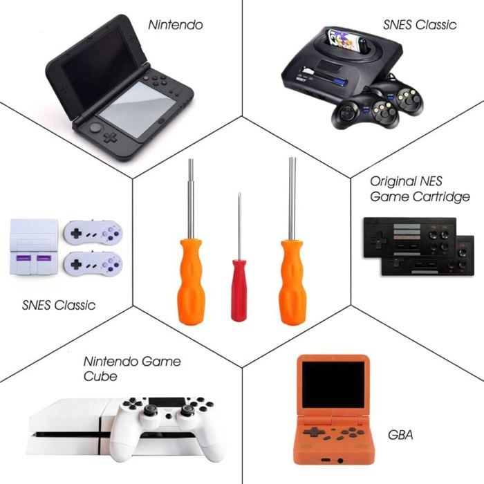Jeu de 3 tournevis de sécurité Gamebit - 3,8 mm et 4,5 mm - Tournevis ...