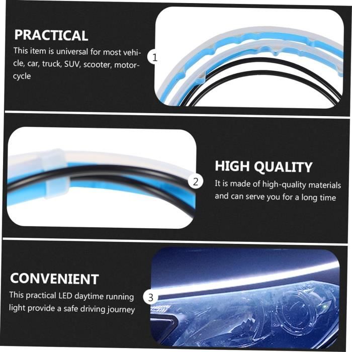 12 Pièces Balade De Jour Flexible Dirigé Bande De Phare Flexible ...