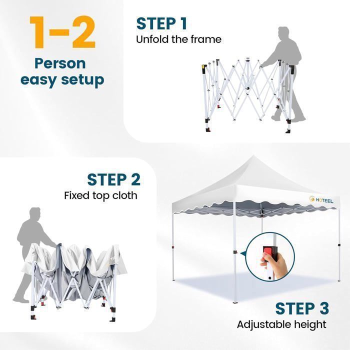Tonnelle Pliante 3x3 ImperméAble, Barnum Pliant Hauteur RéGlable, Bonus ...