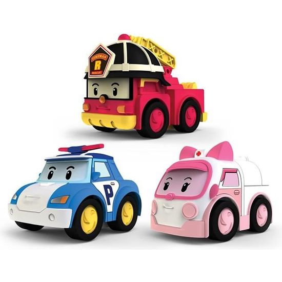 Robocar Poli - 83197 - Pack de 3 véhicules à friction (Ambre, poli, Roy ...