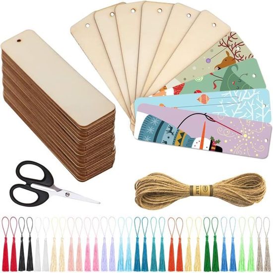 Marque-pages Vierges en Bois DIY Signet d'Artisanat Lot de 32 Signet ...