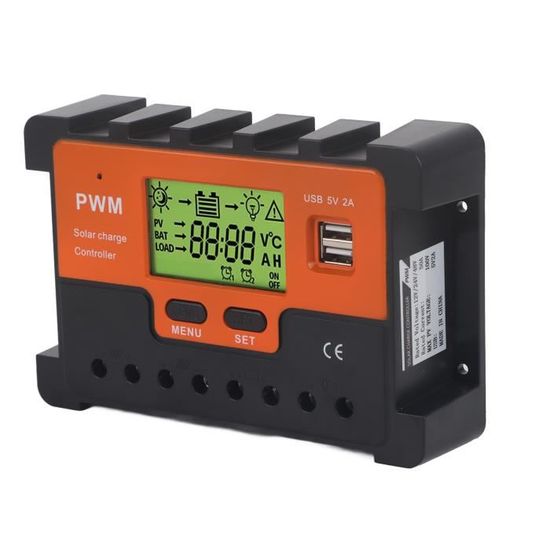 TMISHION régulateur solaire Contrôleur solaire PWM 50A 12V 24V 48V sélection manuelle régulateur ...