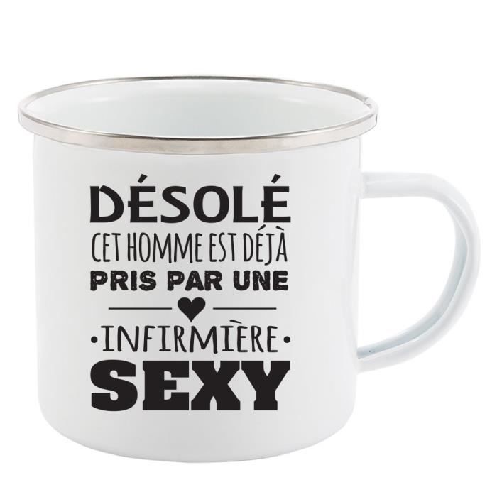 Mug Tasse Rétro en métal émaillé imprimé humour citation Désolé cet ...