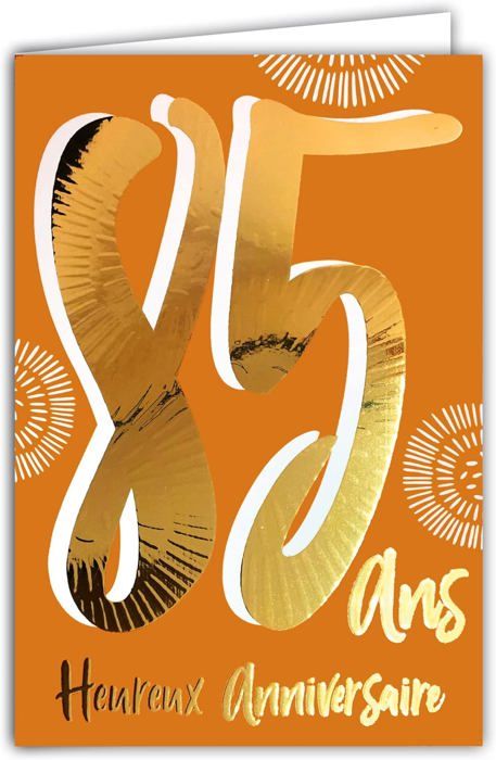 Carte Anniversaire 85 ans en Or Doré Brillant en Relief Texturé pour ...