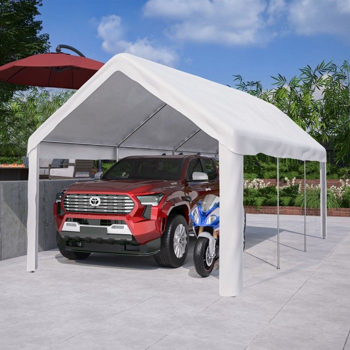 Abri-garage 3x6m robuste hiver - Porte enroulable, toit/parois ...