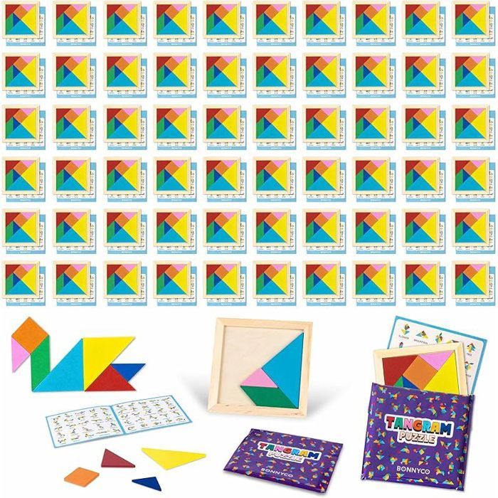 Jeu Tangram Enfant 60 PCS Cadeau Anniversaire Enfants Invites. Mini ...