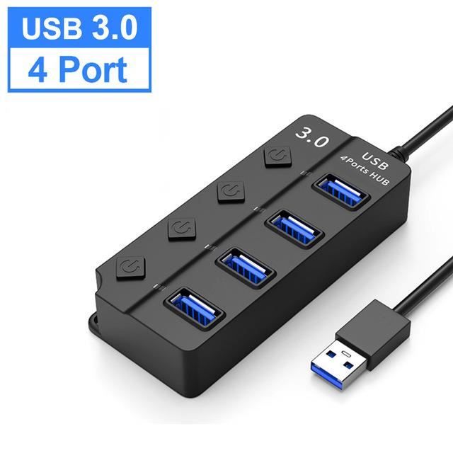 CONCENTRATEUR 4 PORTS - Multiprise USB 3.0 avec interrupteurs indépendants, hub avec séparateur ...