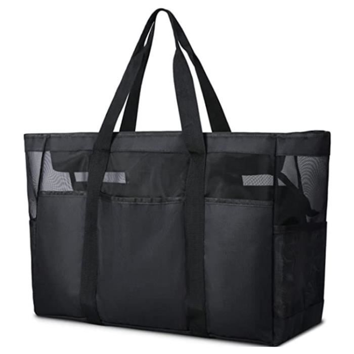 Sac de plag, Grand Sac de Plage Femme avec Maille Zippé Grande Capacité ...