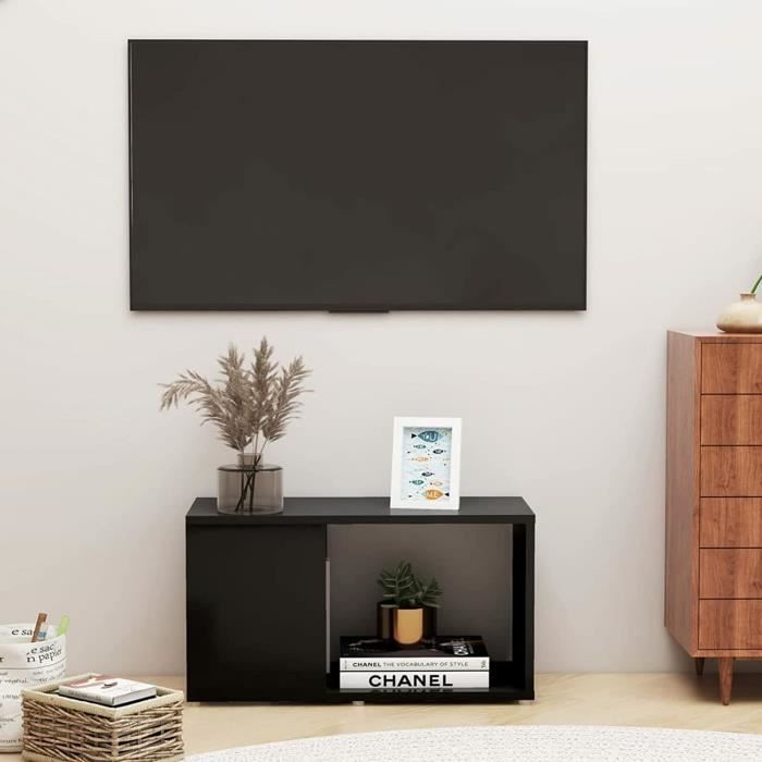 Meuble TV pour Télévision, Table Basse pour Chambre Salon Noir 60x24x32 ...