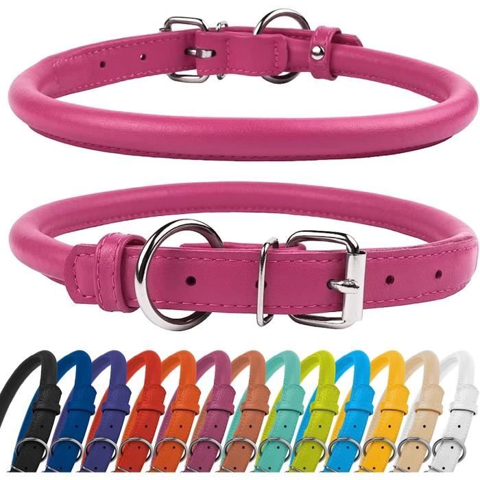 Collier Pour Chien En Vrai Cuir, Collier De Chiot Rond Rembourré Souple ...