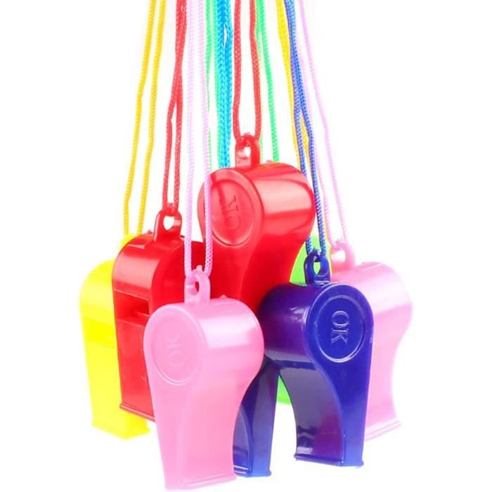 Lot de 50 Sifflets en Plastique Colorés, Sifflets Sport avec Cordon ...