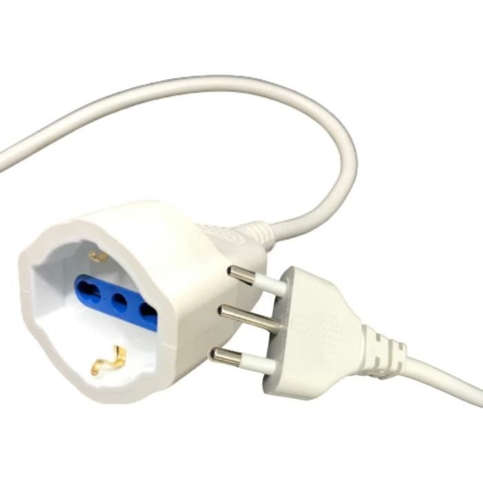 Rallonge électrique 5 mètres avec prise Schuko et prise 16 A plate ...