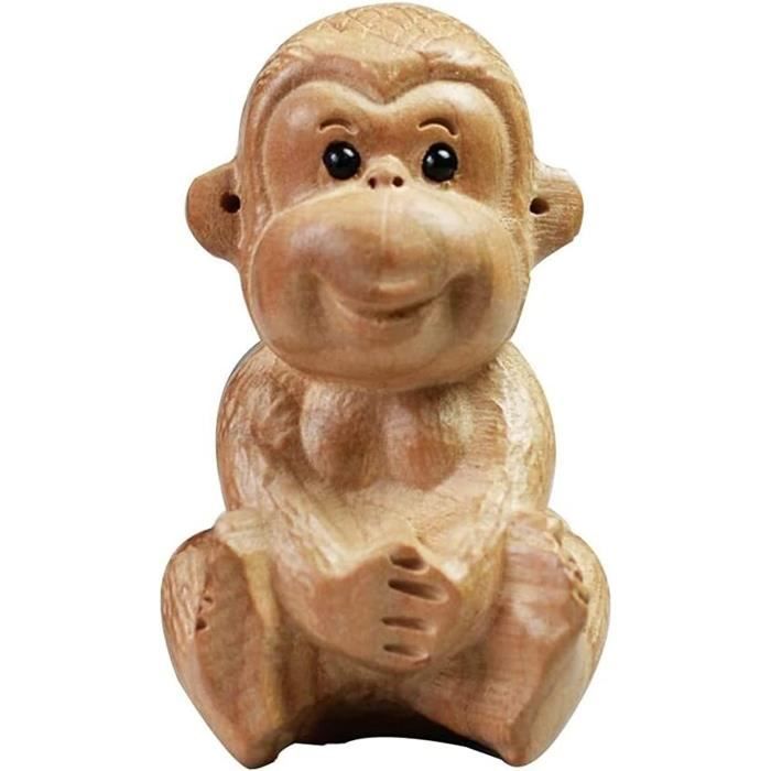 Mahogany Zodiac Monkey Statues, Chinese Feng Shui décor Mascot Figurine ...