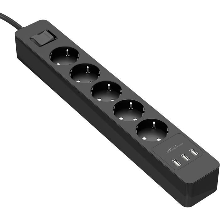 Bloc Multiprise (5 Prises, 3 Porte Chargeurs Usb, Max. 4,8 A, Charge ...