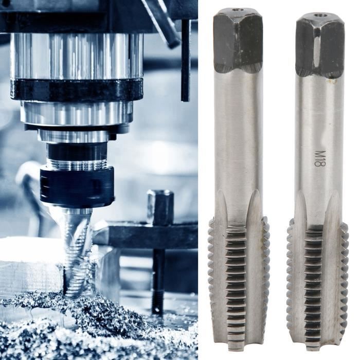 Taraud à Main Métrique M18 - EJ.LIFE - Flûte Droite - Acier au Carbone Résistant aux Chocs ...