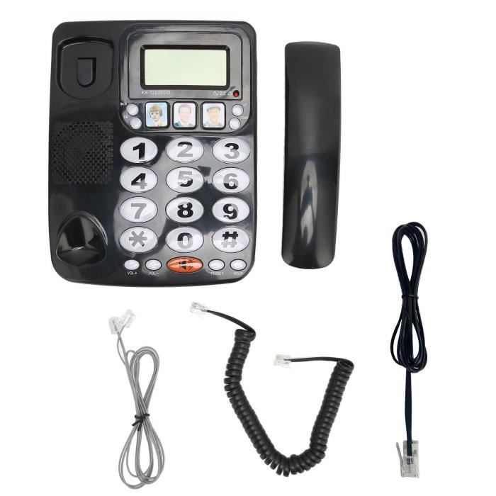 Téléphone filaire Double port Son clair Rappel du dernier numéro ...