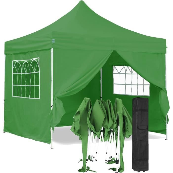 Tente pliante 3x3m + 4 Pack Côtés avec 2 Fenêtres PREMIUM LIGHT, ENDUIT ...