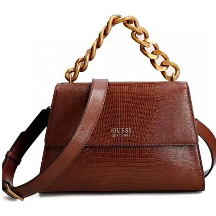 Sac à main croco Tullia - Guess jeans - Femme /U Marron - Cdiscount ...