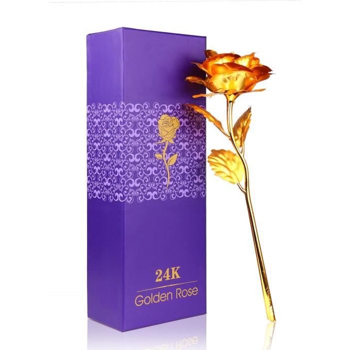 Rose en feuille d'or 24 carats éternellement avec boîte cadeau Cadeau ...