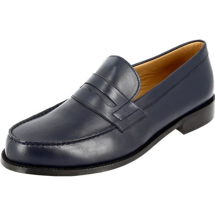 Mocassin homme de ville en cuir bleu - BELYM 100 - Belym Bleu ...