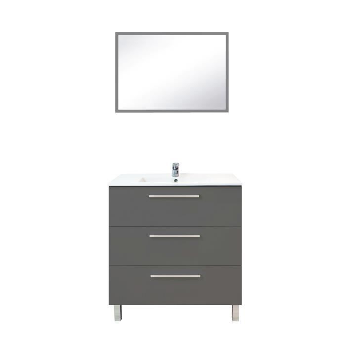 ONDEE - Meuble à poser PALLAS - 80cm - Gris - Mélaminé - Livré en kit ...