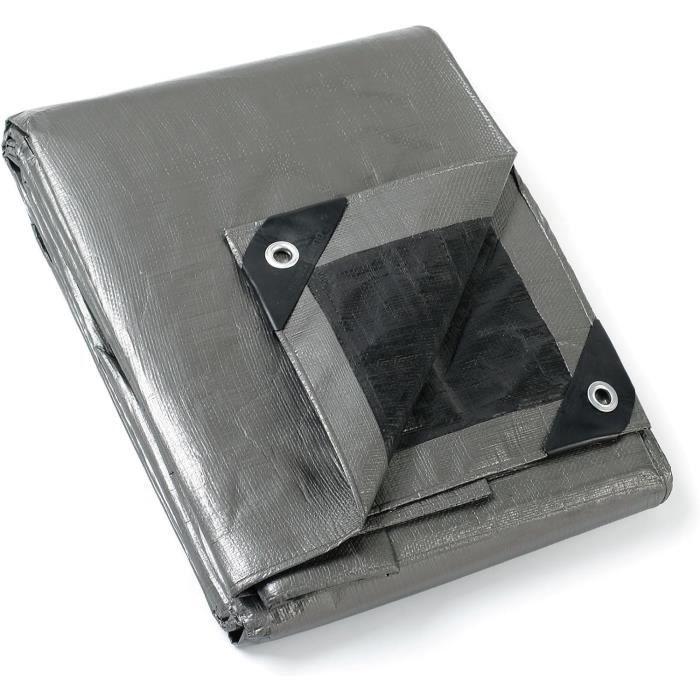 Bâche De Protection Bâche Imperméable Étanche 3X3M Gris-Noir 160G-M² ...