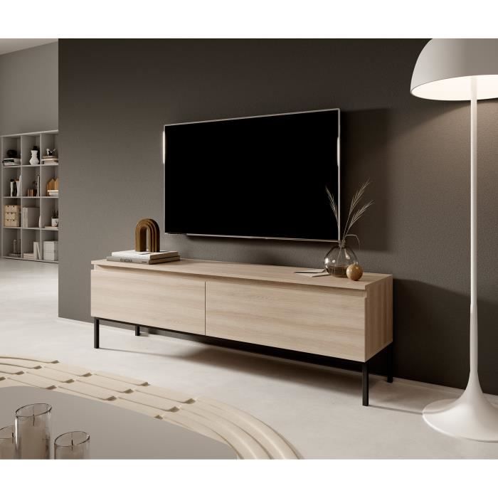 Meuble TV - BEMMI - 150 cm - Chêne Lindberg - Cdiscount Maison