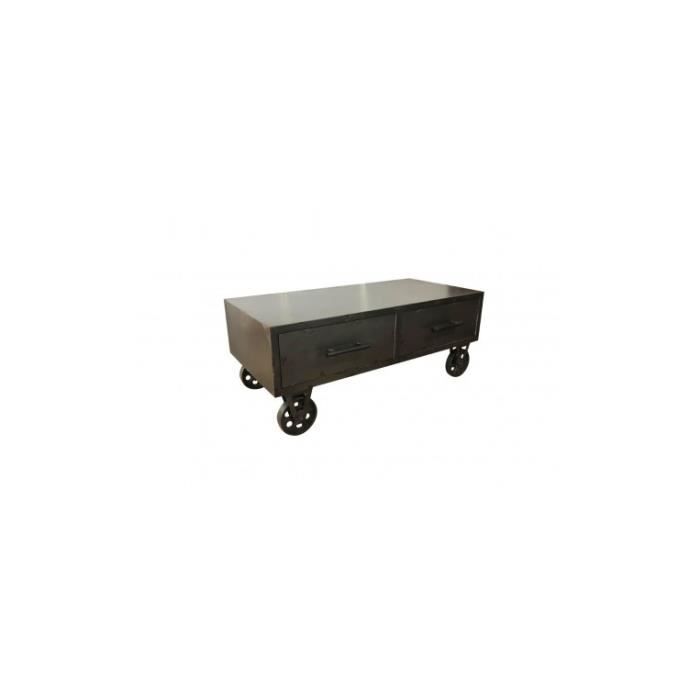 Table basse industriel sur roues STANDING - Cdiscount Maison