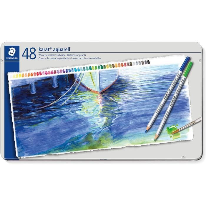 Staedtler Karat Aquarell, Crayons de couleur aquarellables de qualité professionnelle, Grande ...