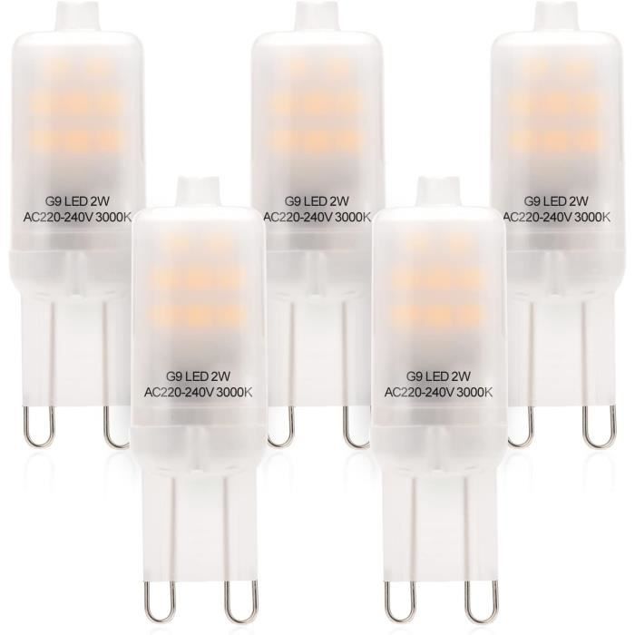 Ampoule Led G9 2W Blanc Chaud 3000K, Remplacement Halogène 10W 20W, Angle de Faisceau 360° Led ...