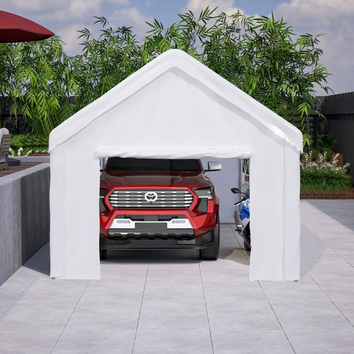 Abri-garage 3x6m robuste hiver - Porte enroulable, toit/parois ...