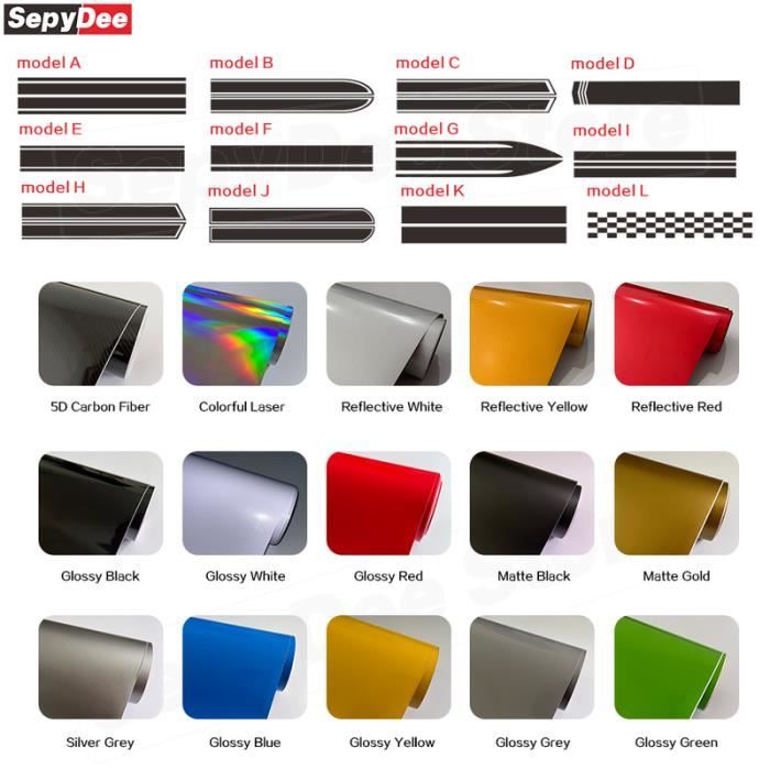 (Laser coloréModèle C)Autocollant universel pour capot de voiture ...