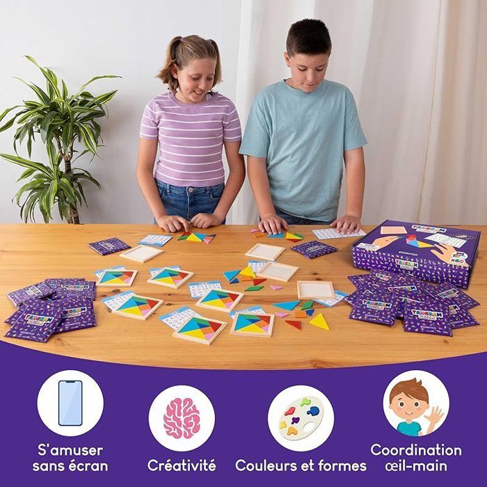 Jeu Tangram Enfant 60 PCS Cadeau Anniversaire Enfants Invites. Mini ...