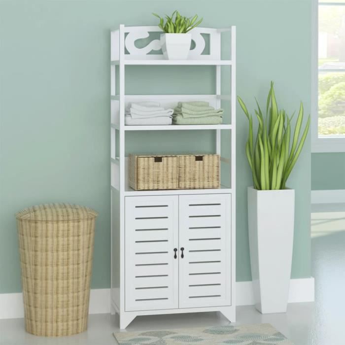 ABB Armoire de salle de bain Albuquerque Bois Blanc 46x24x117,5 cm ...