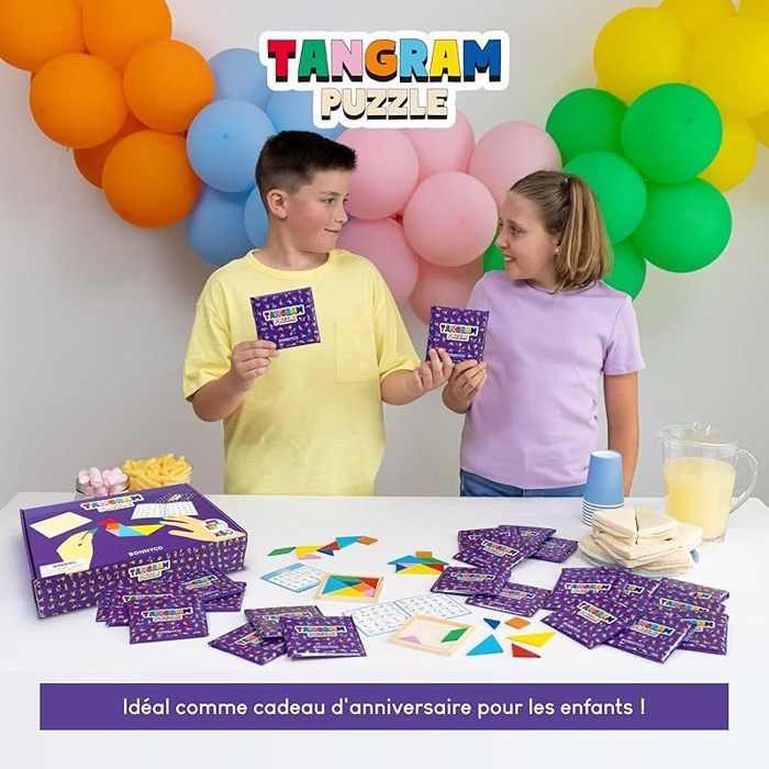 Jeu Tangram Enfant 60 PCS Cadeau Anniversaire Enfants Invites. Mini ...