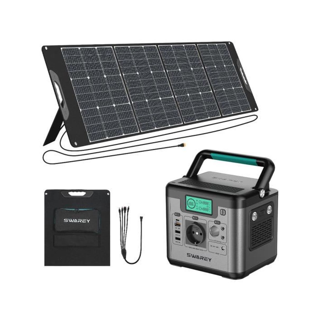 SWAREY Générateur solaire Portable 518Wh avec Panneau Solaire Pliable ...
